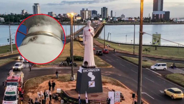 Colocan símbolo masón en estatua de San Roque González en Encarnación